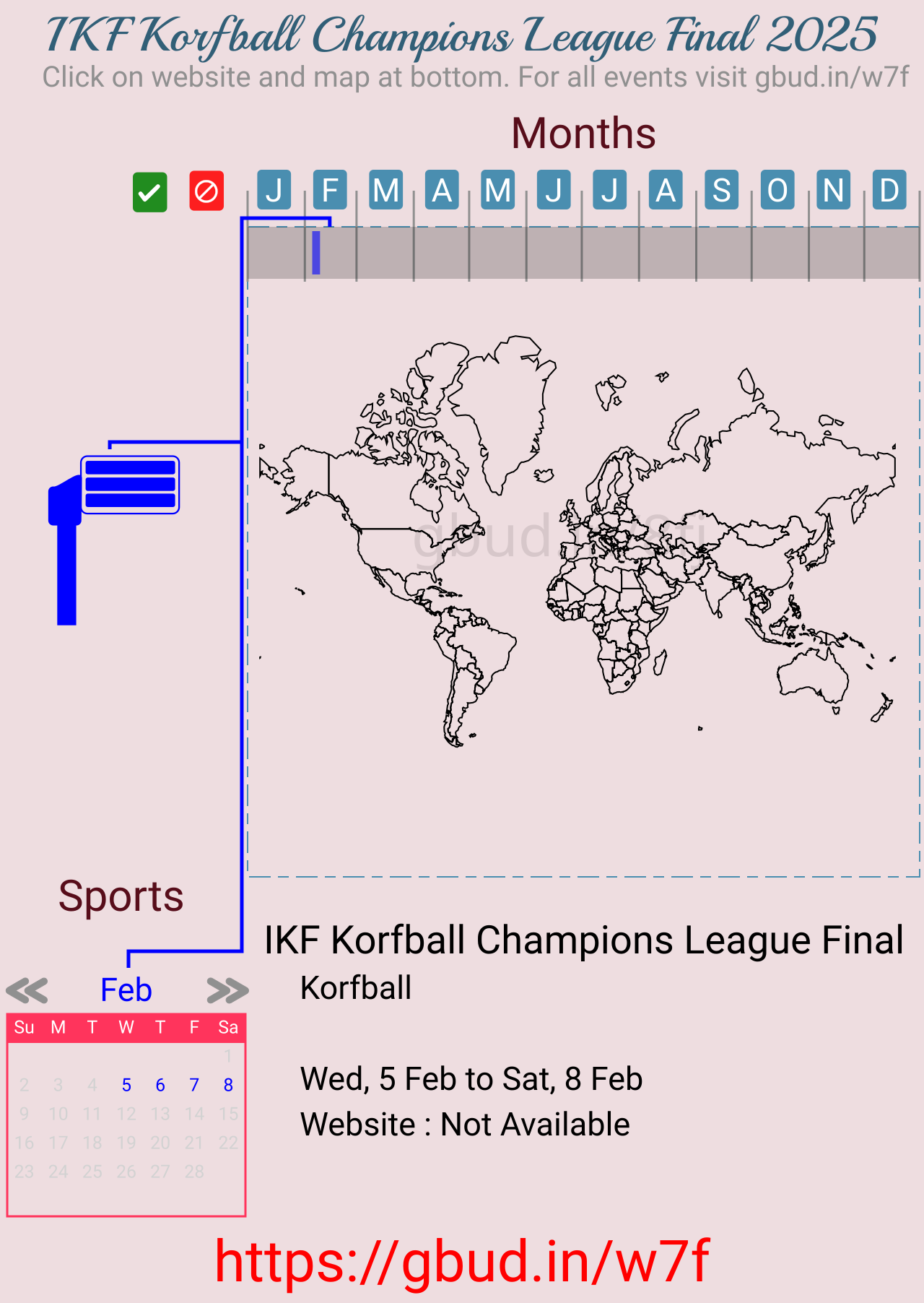 IKF Korfball Champions League Final 2025, with interactive calendar - G Bud