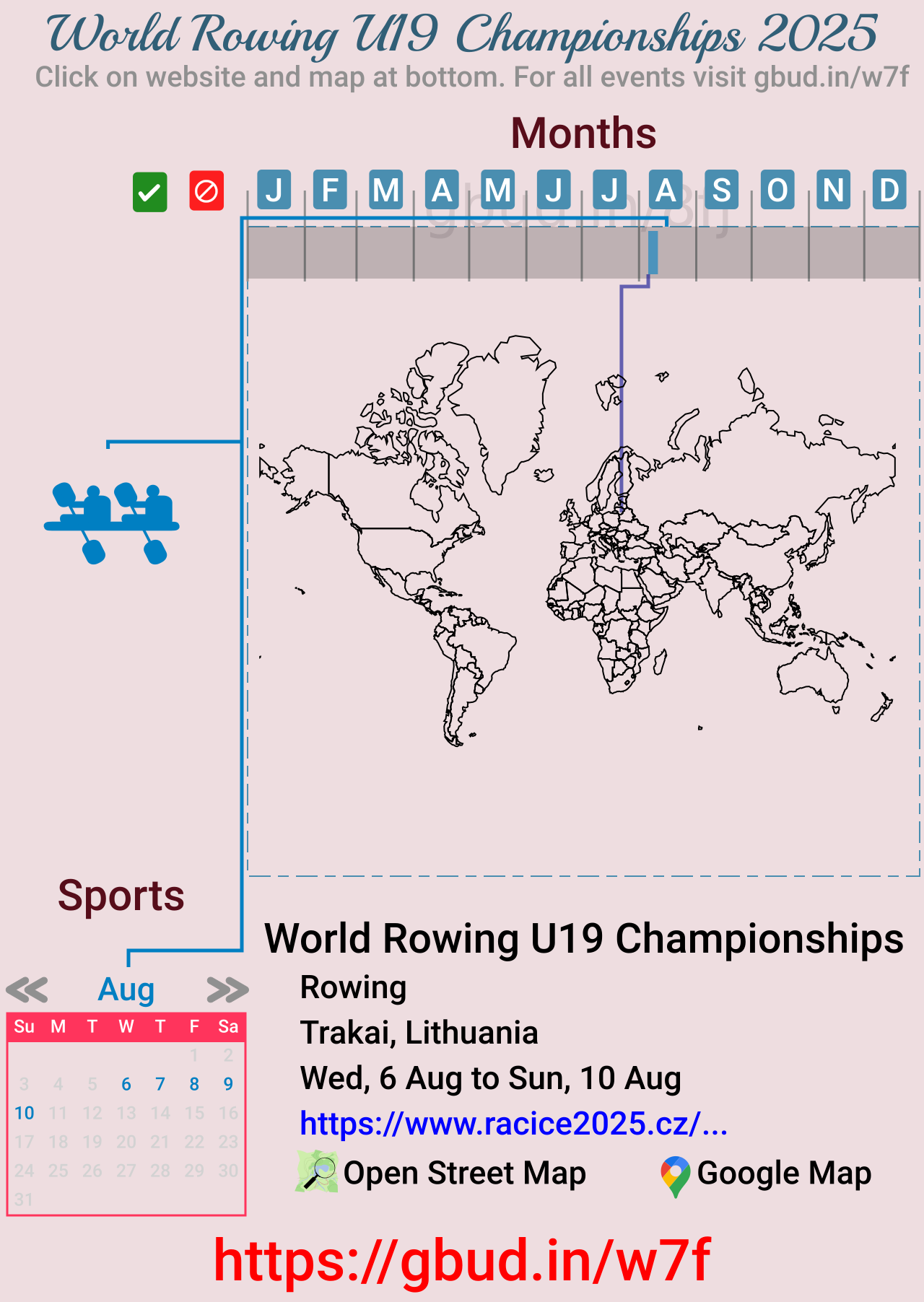 World Rowing U19 Championships 2025, with interactive calendar - G Bud